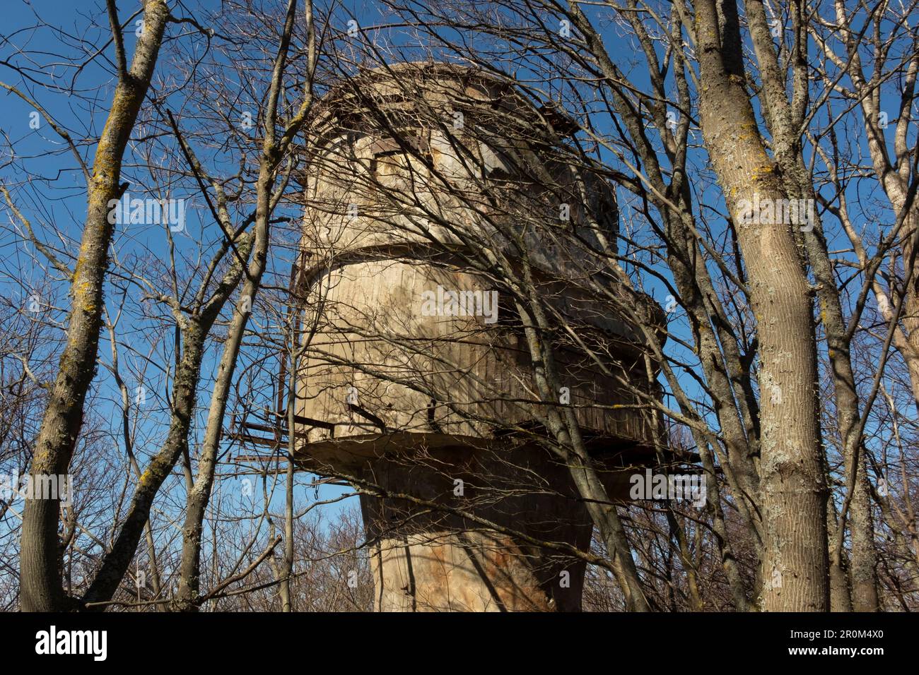 Derelict former Soviet watchtower in the closed city of Paldiski. The ...