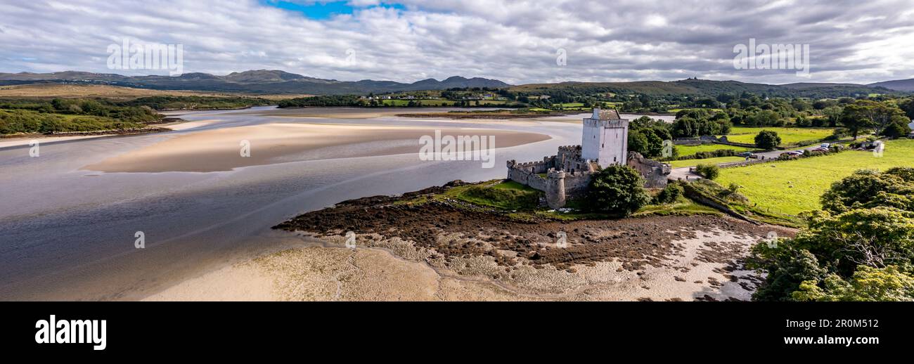 Aerial view of Castle Dow and Sheephaven Bay in Creeslough - County ...