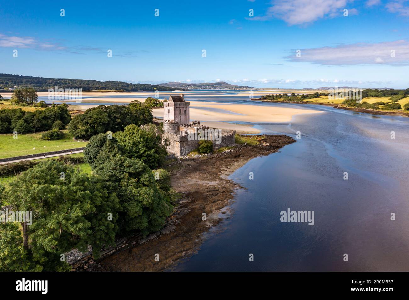 Aerial view of Castle Dow and Sheephaven Bay in Creeslough - County ...