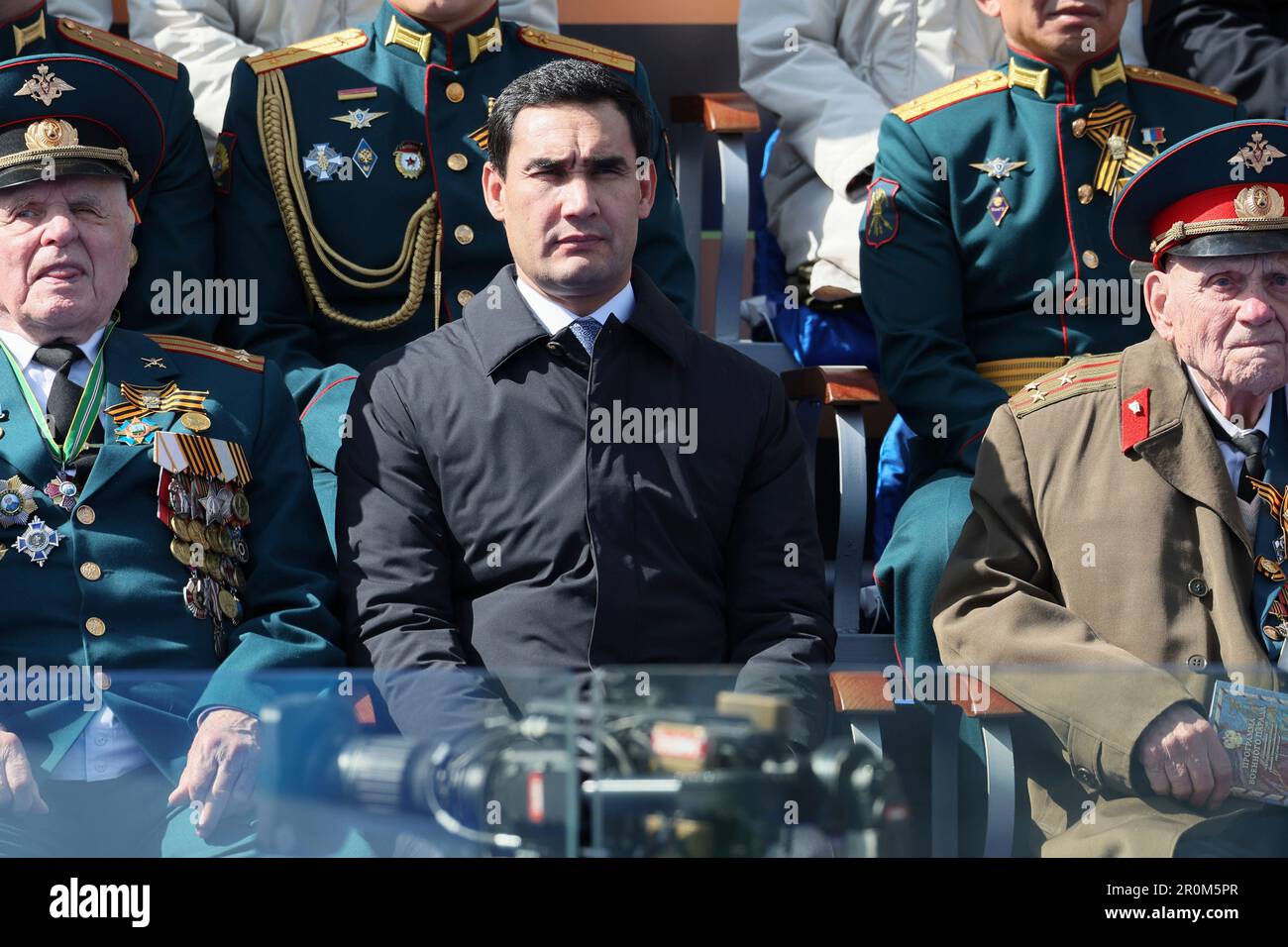 Turkmenistan President Serdar Berdimuhamedow, centre, watches the ...