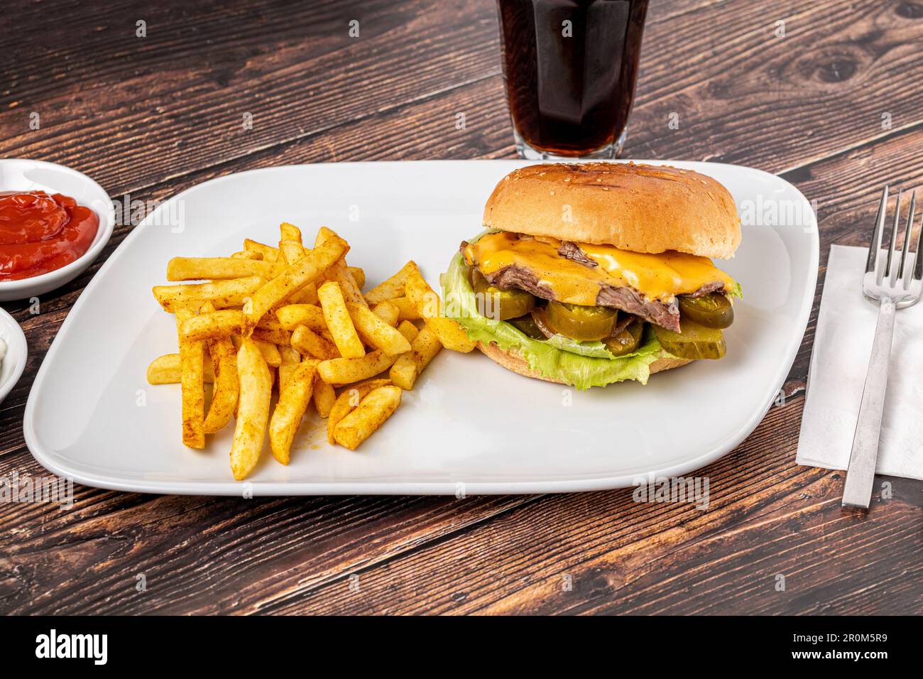 Burger french fries onion rings hi-res stock photography and images - Alamy