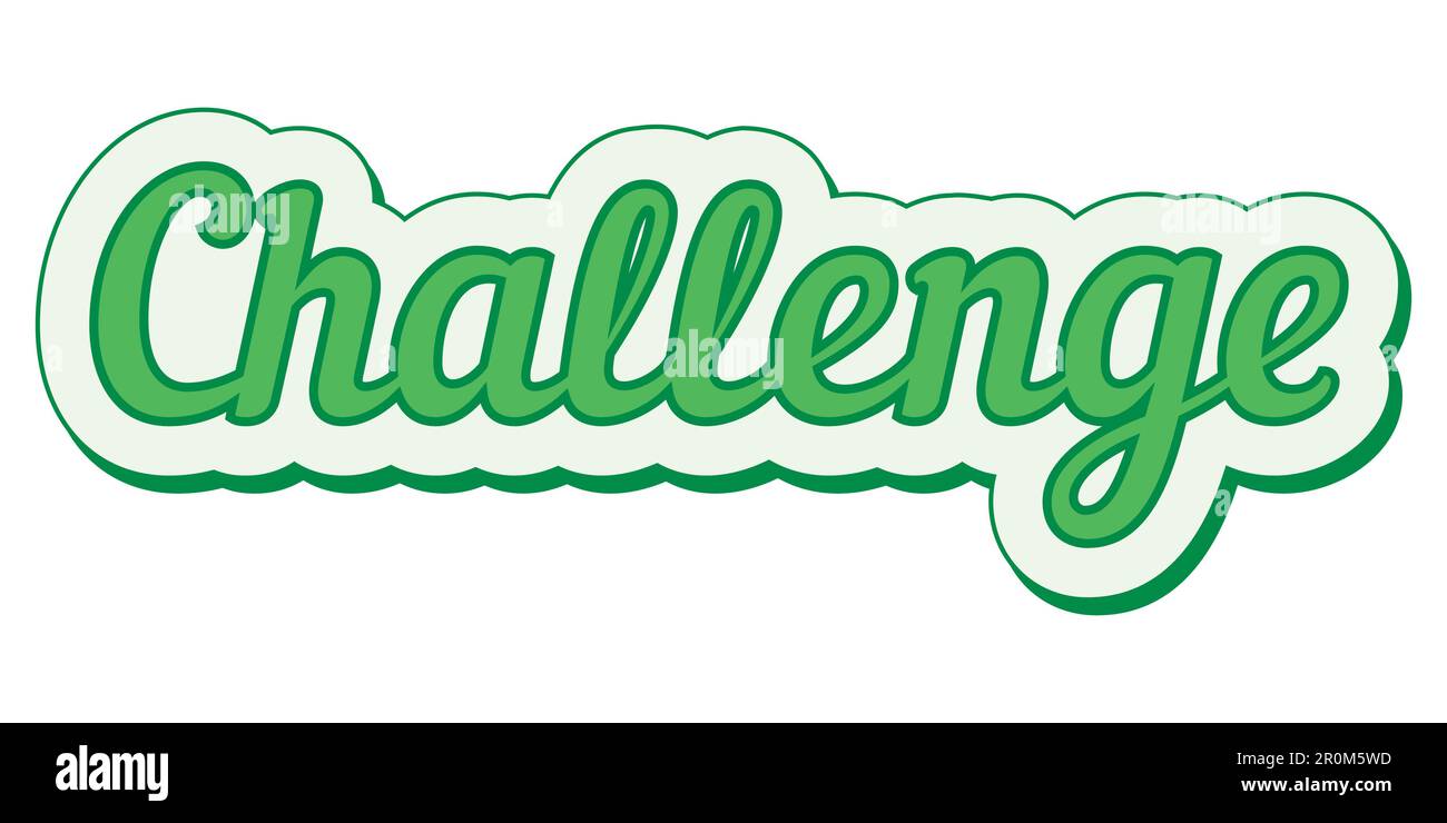 challenge sticker green grunge, vector pop art challenge banner Stock ...