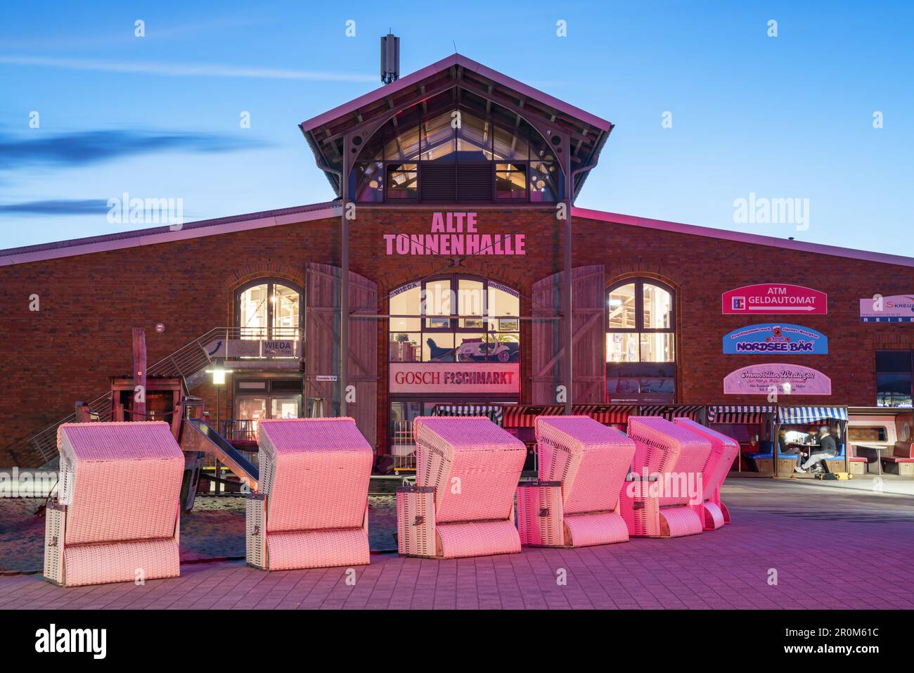 Gosch fish market in the Alte Tonnenhalle in the harbour of List, North ...