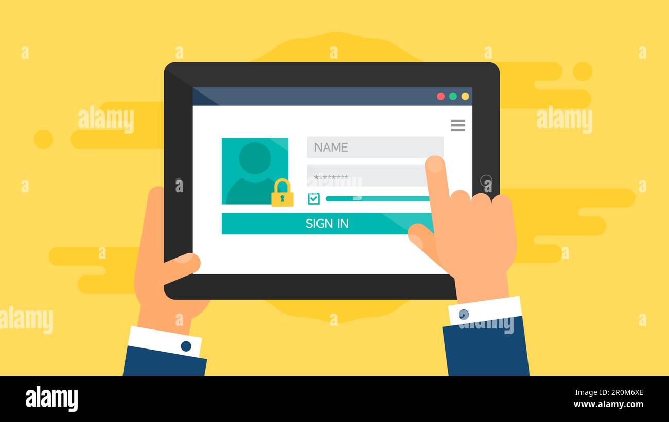 Web Template and Elements for site form of login to account on tablet ...