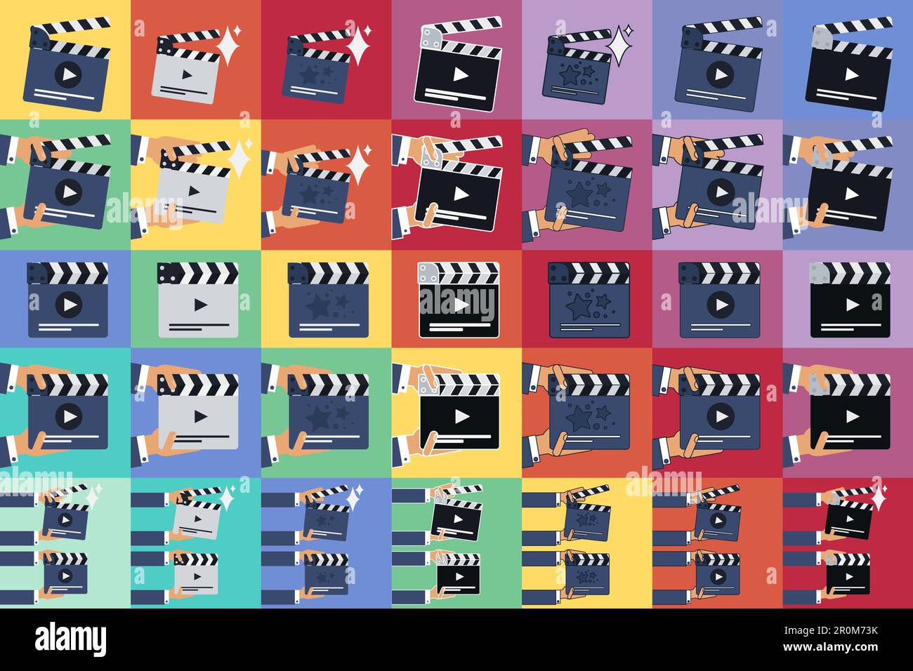 Flat movie clapperboard symbol. Stylish blank movie clapperboard ...