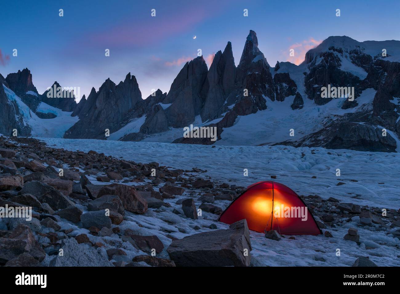 Light In A Bivouac In Front Of Cerro Torre Circo De Los Altares Los