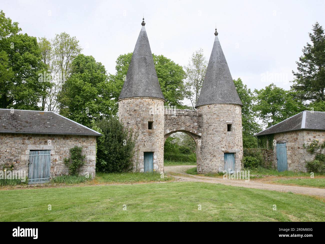 A view of the twin towers at Le Manoir De La Guyardiere, La Haute ...