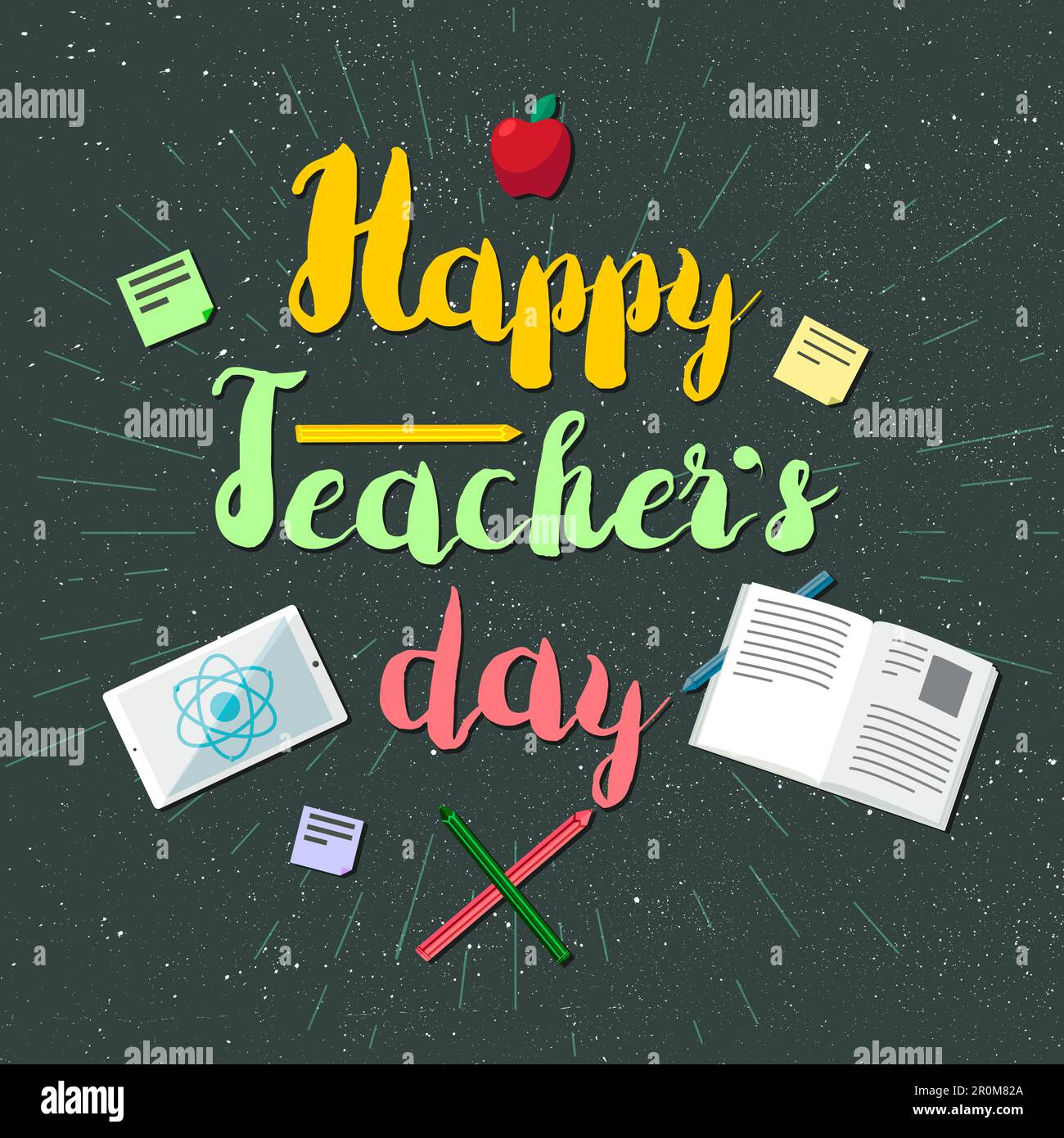 Happy Teacher's Day Celebration Banner With Text. Vector Stock Vector ...