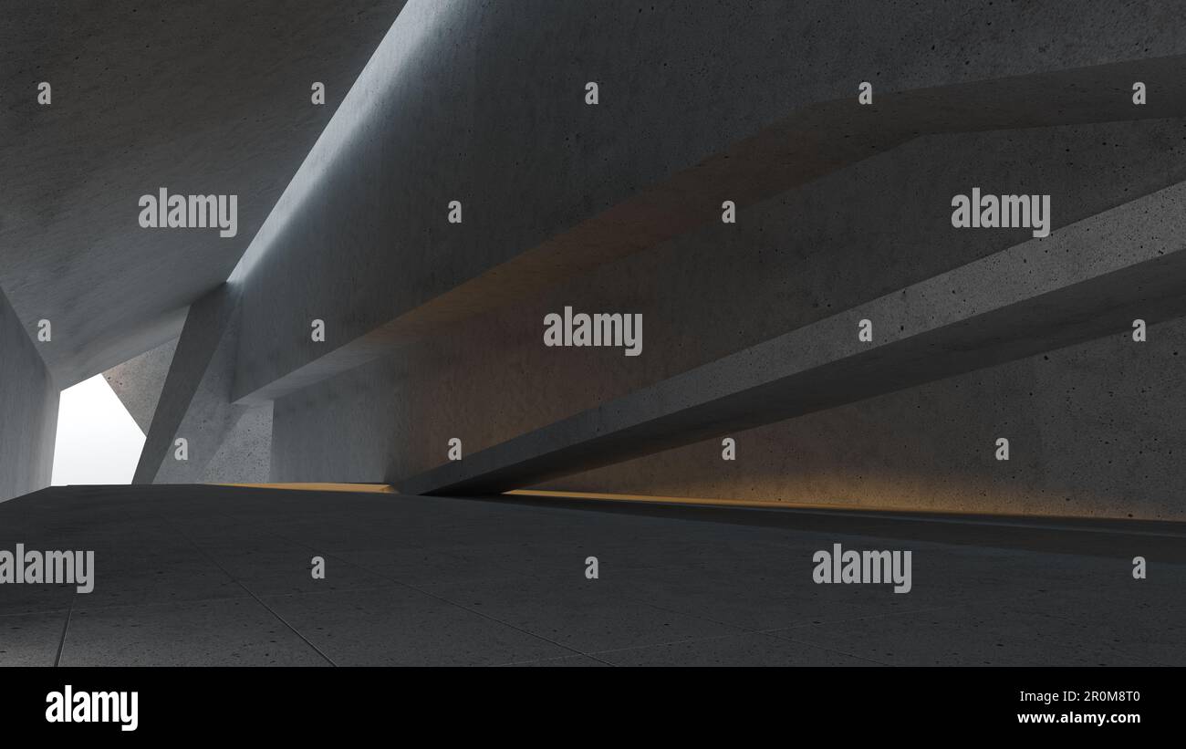 Contemporary 3D model background urban architecture with big concrete ...