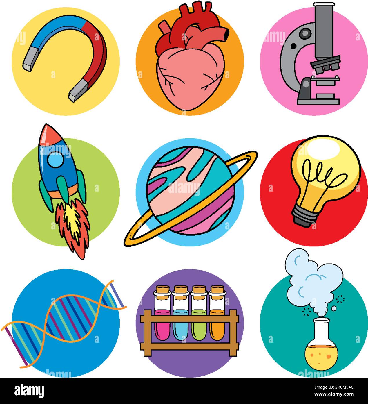 Colorful Science Icons Vector Set illustration Stock Vector Image & Art ...