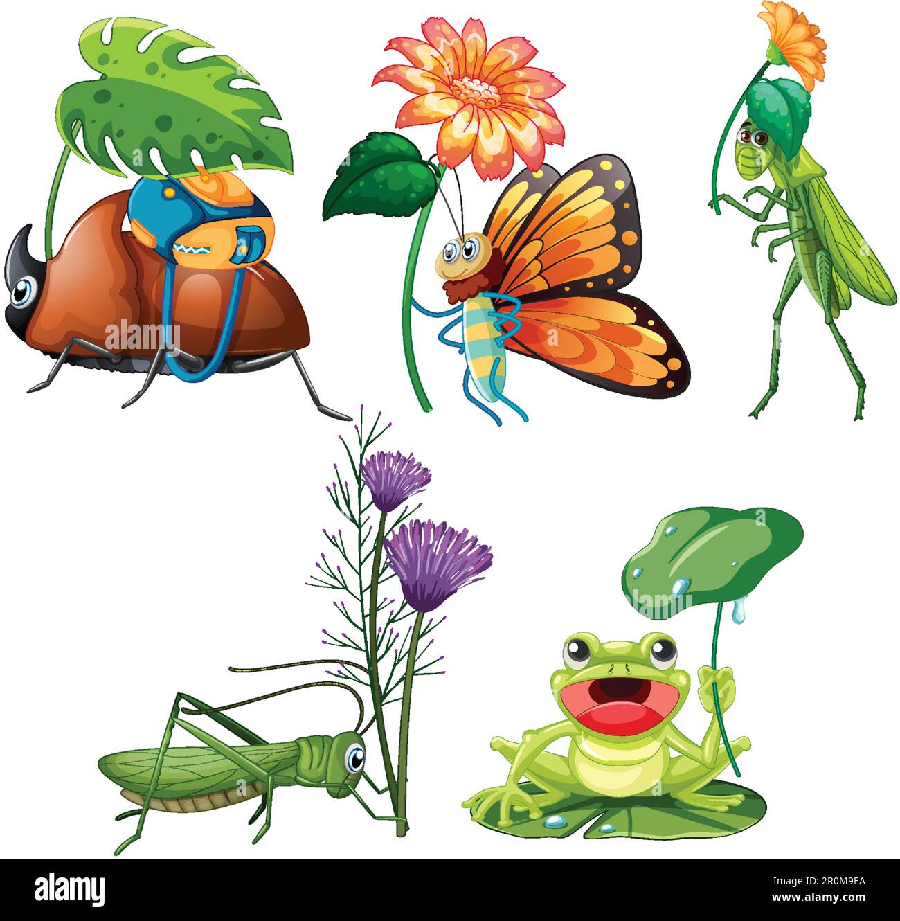Set of insect cartoon character illustration Stock Vector Image & Art ...