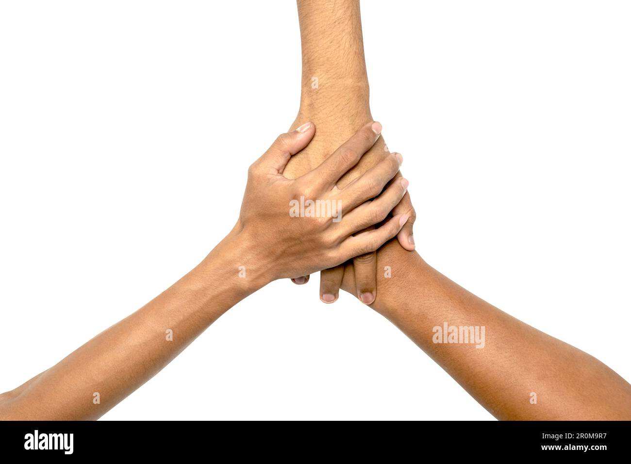 The hand gesture of friendship is isolated over white background Stock ...