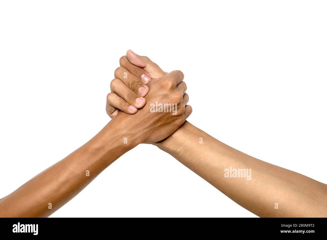 The hand gesture of friendship is isolated over white background Stock ...