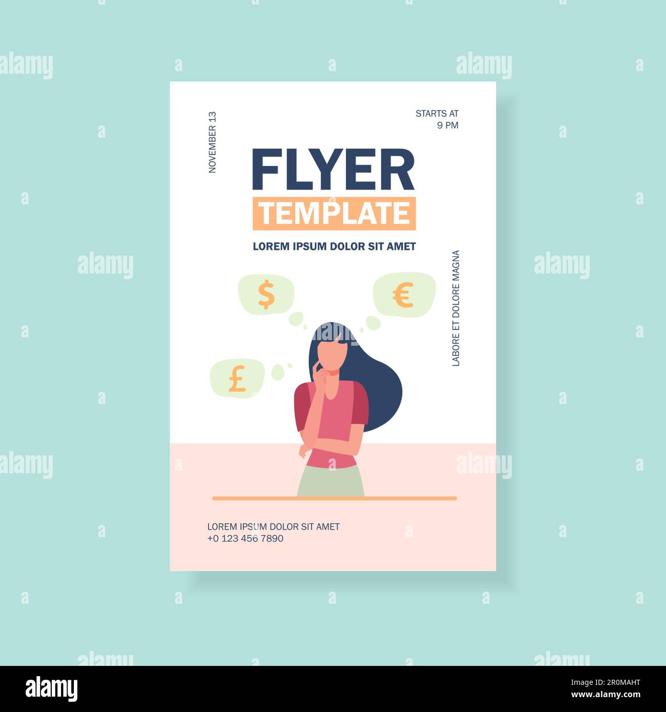 Woman thinking currency rate hi-res stock photography and images - Alamy