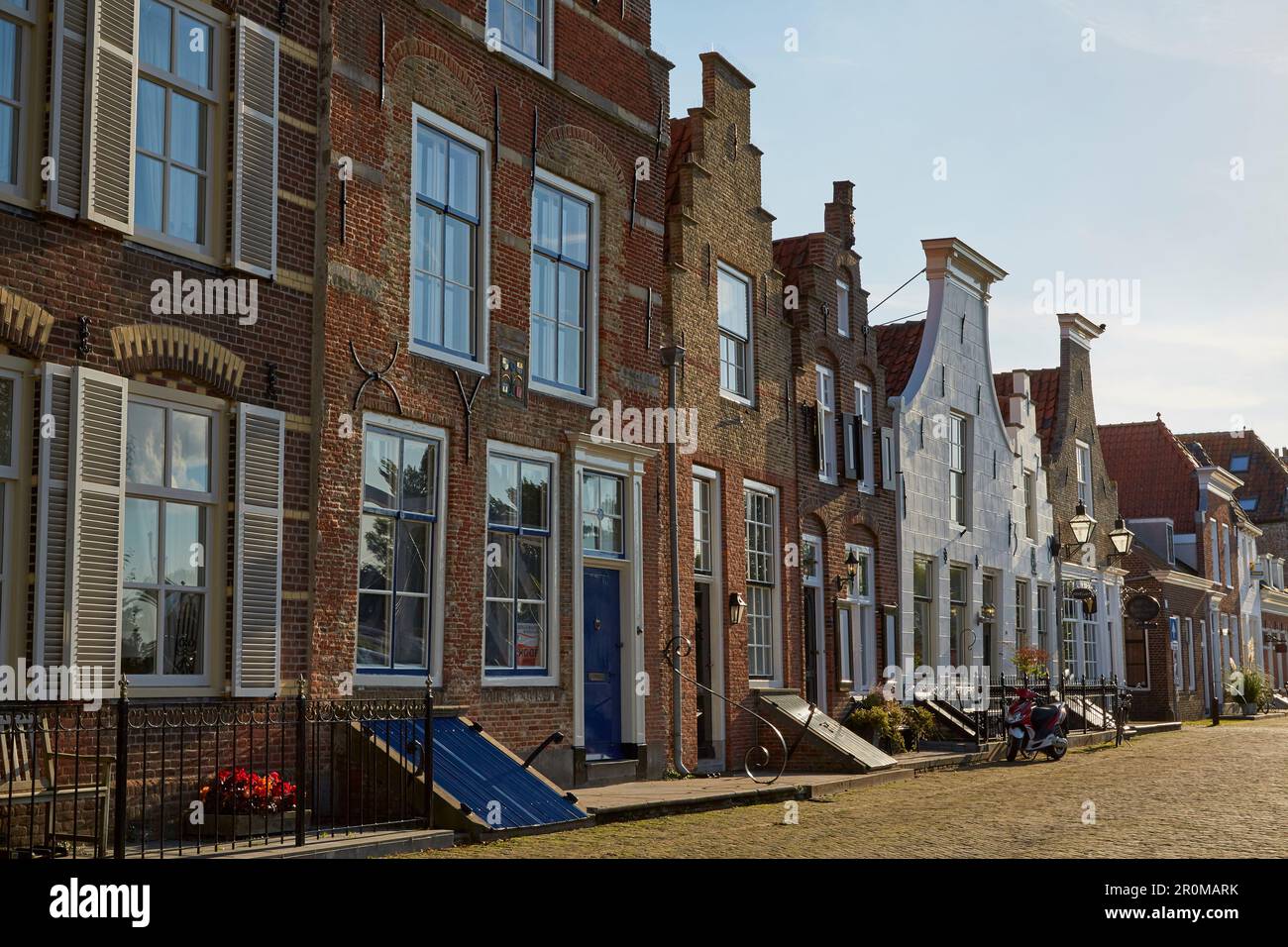 Old houses at the Kaai in Veere, Veerse Meer, Walcheren peninsula ...