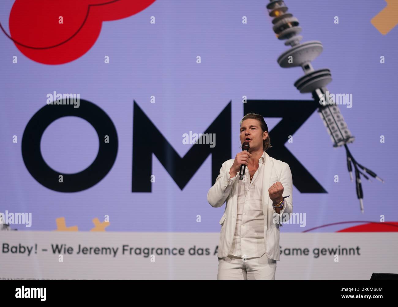 Hamburg, Germany. 09th May, 2023. Influencer Jeremy Fragance speaks on ...