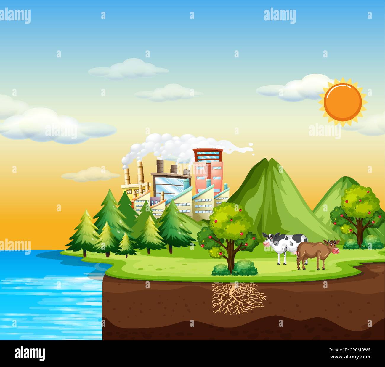 Carbon Cycle Concept for Science Education illustration Stock Vector ...