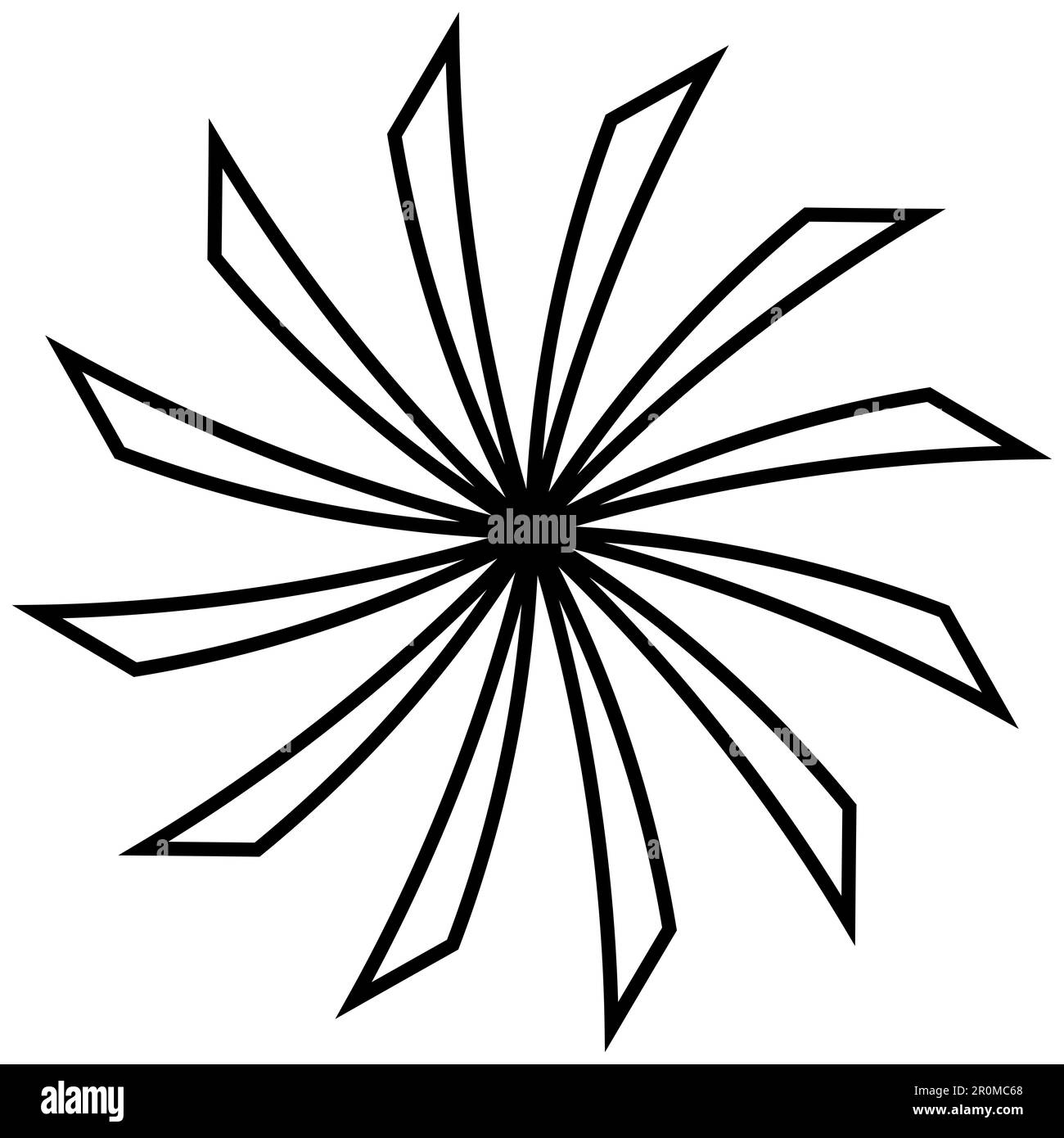 Sun or flower shape outline isolated on white. Circular shape with ...