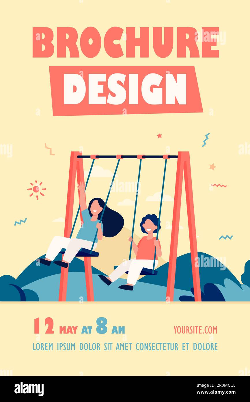 Happy kids swinging on swings Stock Vector Image & Art - Alamy