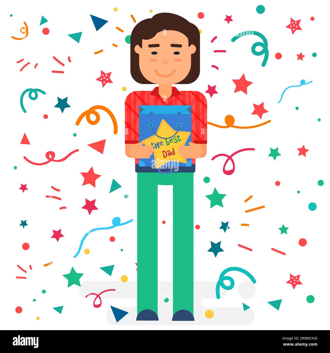 Happy Fathers Day concept with happy asian father. Vector Stock Vector ...