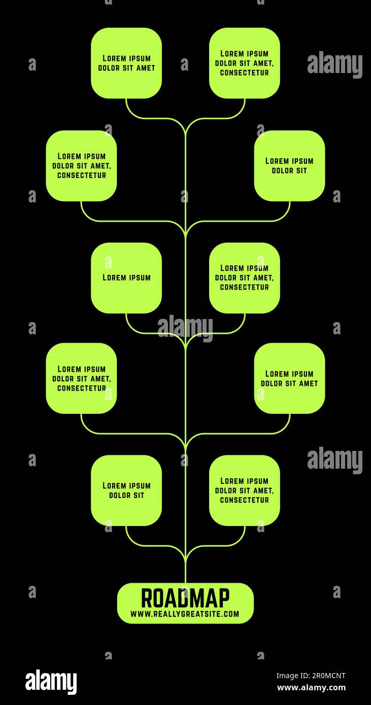 Roadmap in the form of tree on black background. Business chart. Vector ...