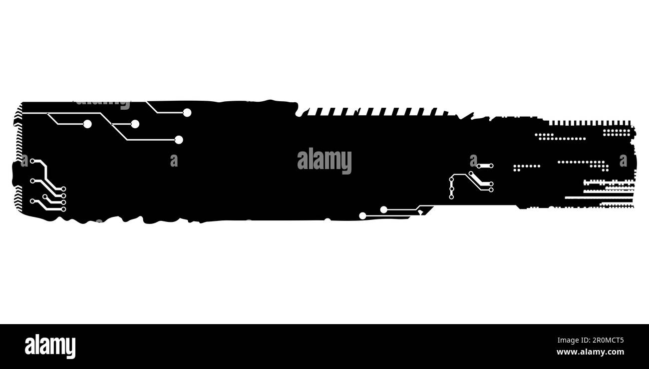 Rectangular design element silhouette in tech style isolated on white ...