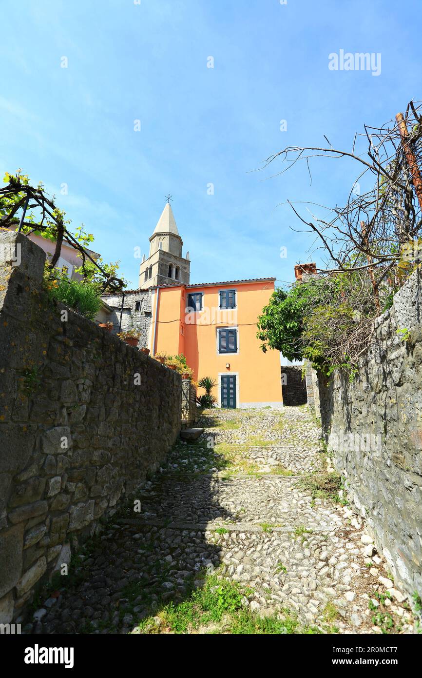 Street in Labin, touristic destination in Istria region, Croatia Stock ...
