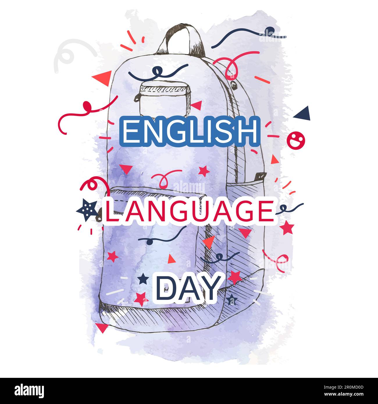 English Language Day Banner With School Bag. Vector Stock Vector Image ...