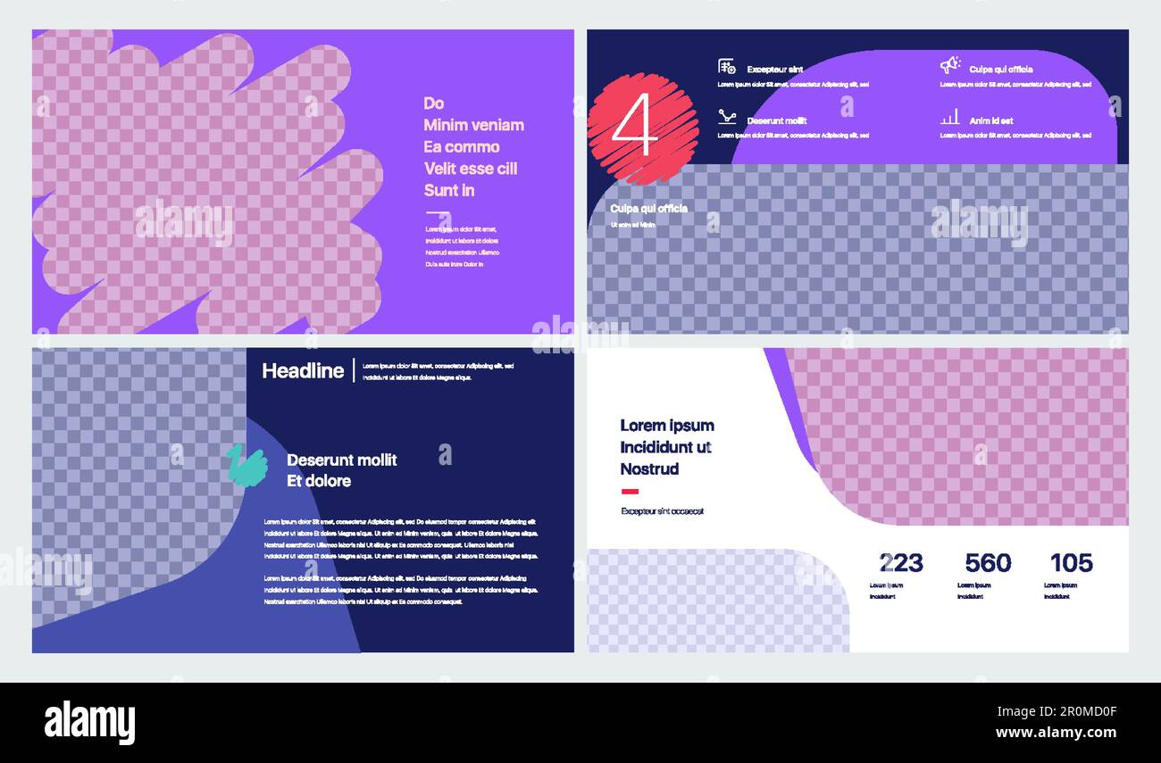 Creative presentation templates elements on a purple background. Vector ...