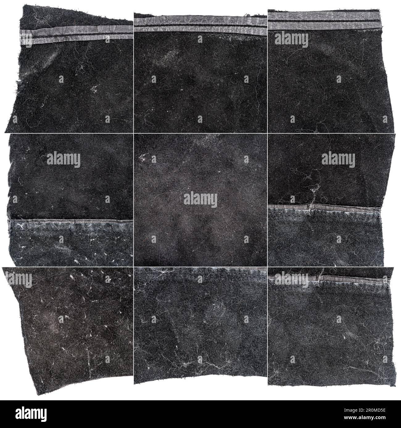Collection of black leather textures isolated on white background ...