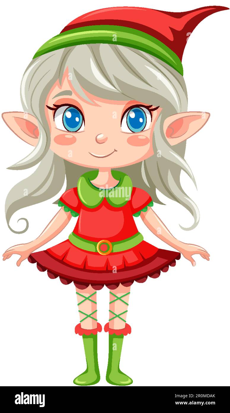 Elf girl cartoon Christmas character illustration Stock Vector Image & Art - Alamy