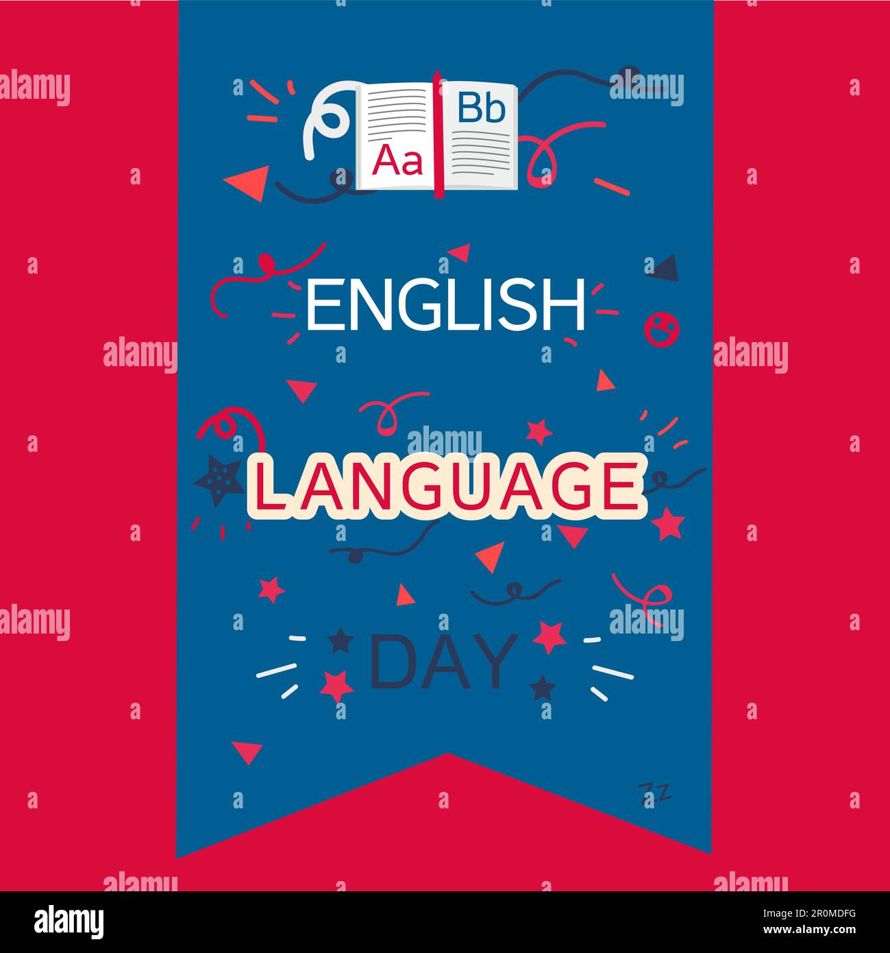 English Language Day Banner With Book and Letters A, B, Z. Vector Stock ...