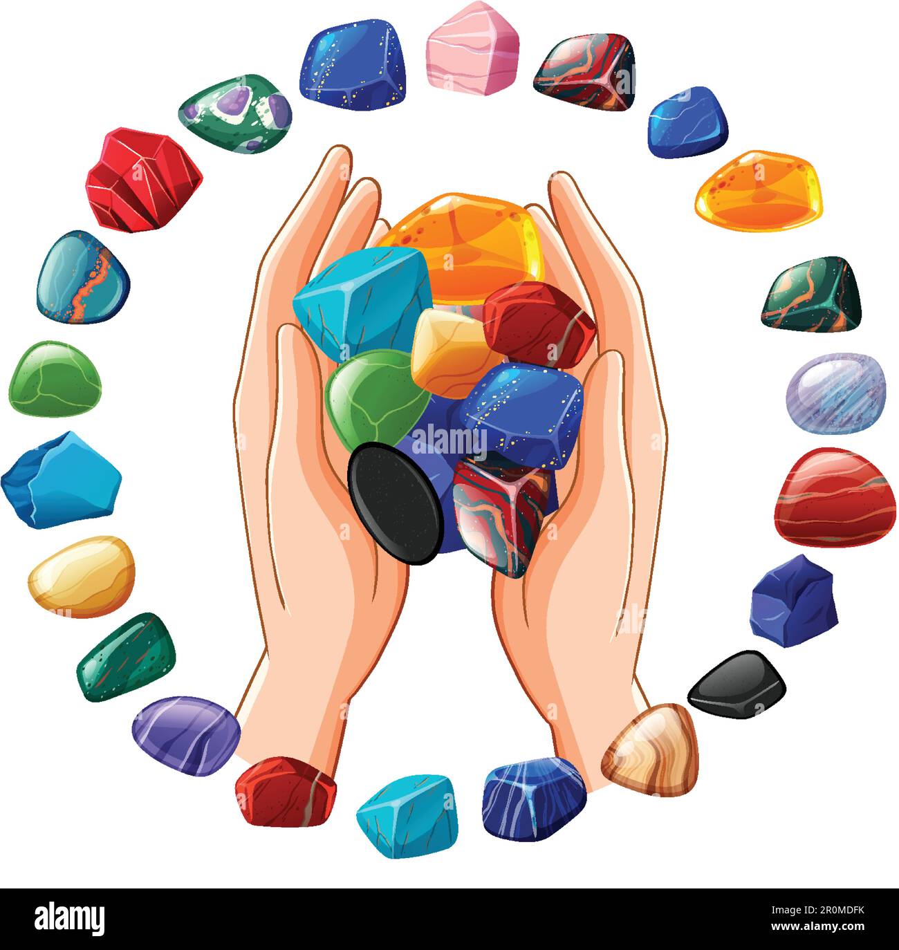Healing crystals on human hands illustration Stock Vector Image & Art ...