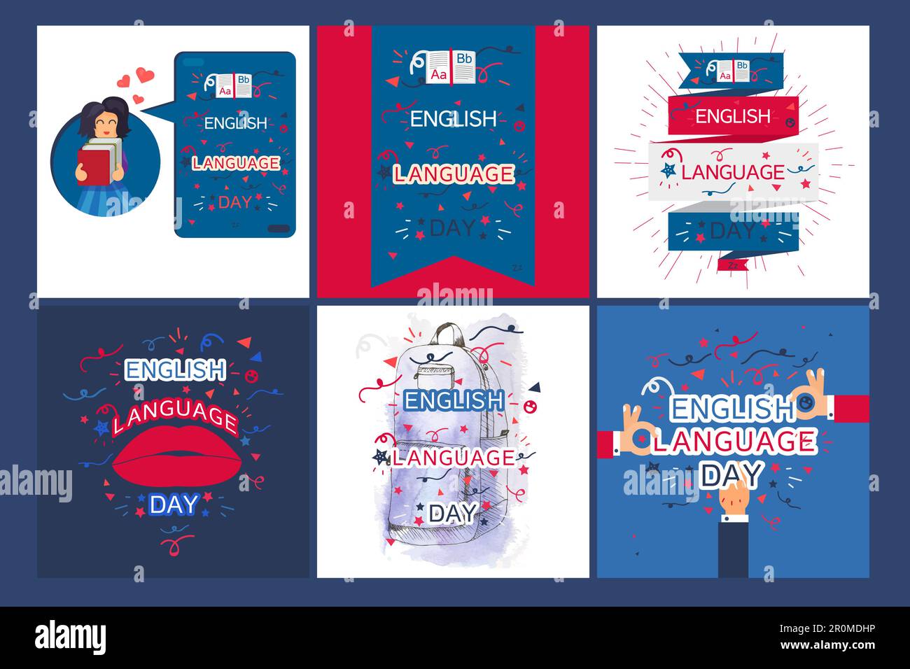 English Language Day Banner With Book and Letters A, B, Z. Vector Stock ...