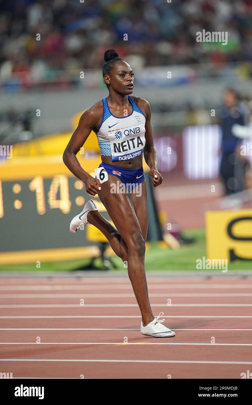 Daryll Neita running the 100m at the 2019 World Athletics Championships ...