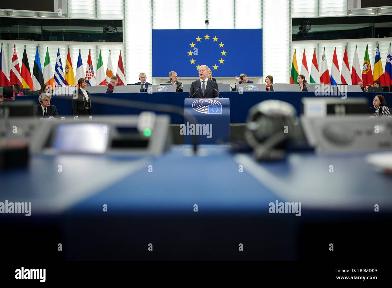 Strasbourg, France. 09 May 2023, France, Straßburg: German Chancellor ...