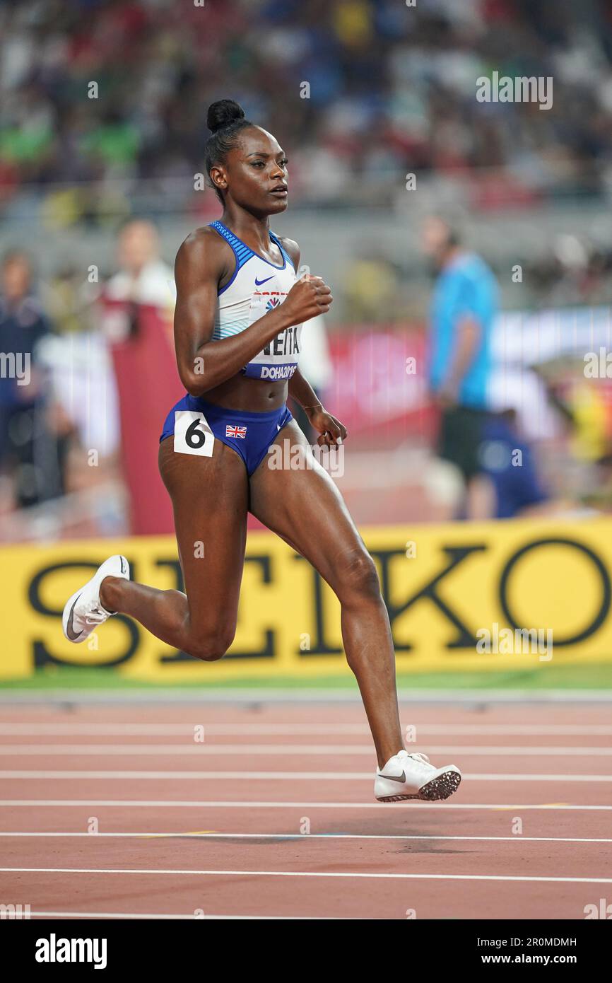Daryll Neita running the 100m at the 2019 World Athletics Championships ...