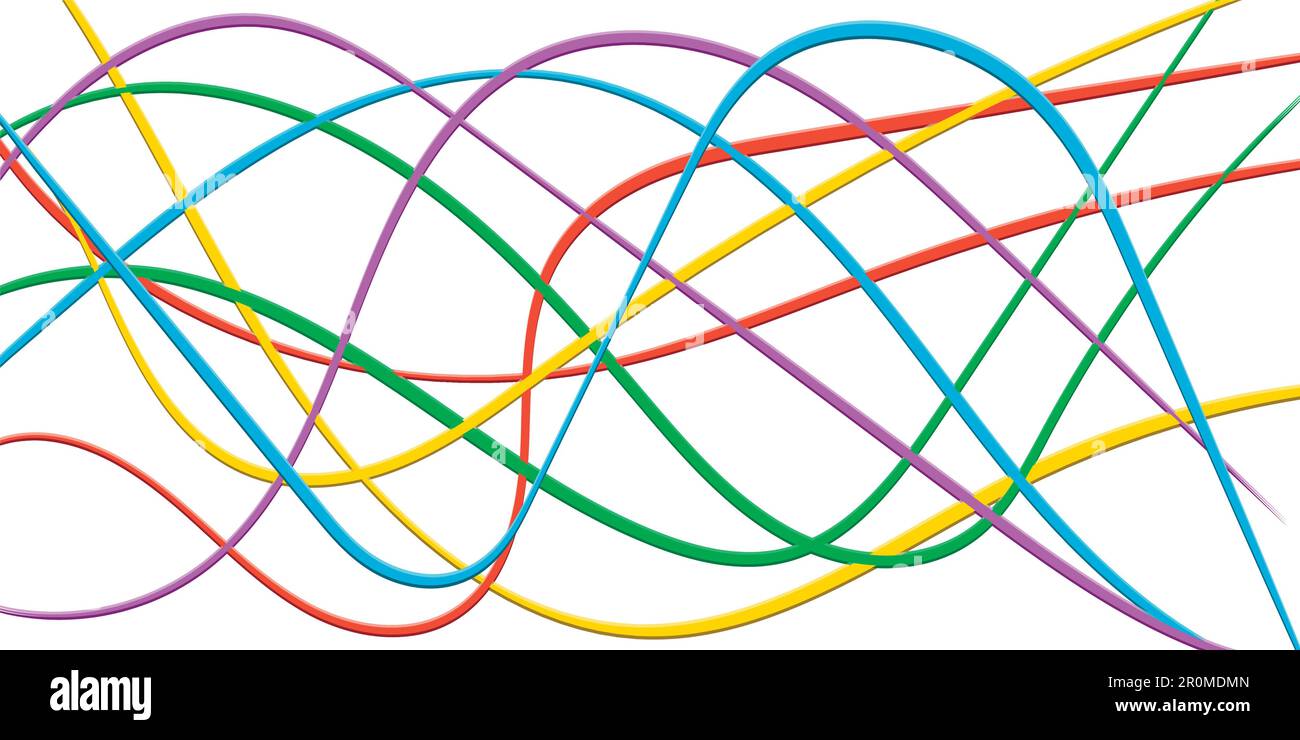 Colorful line Strips Ribbon 3D, abstract curving rainbow wave, vector ...