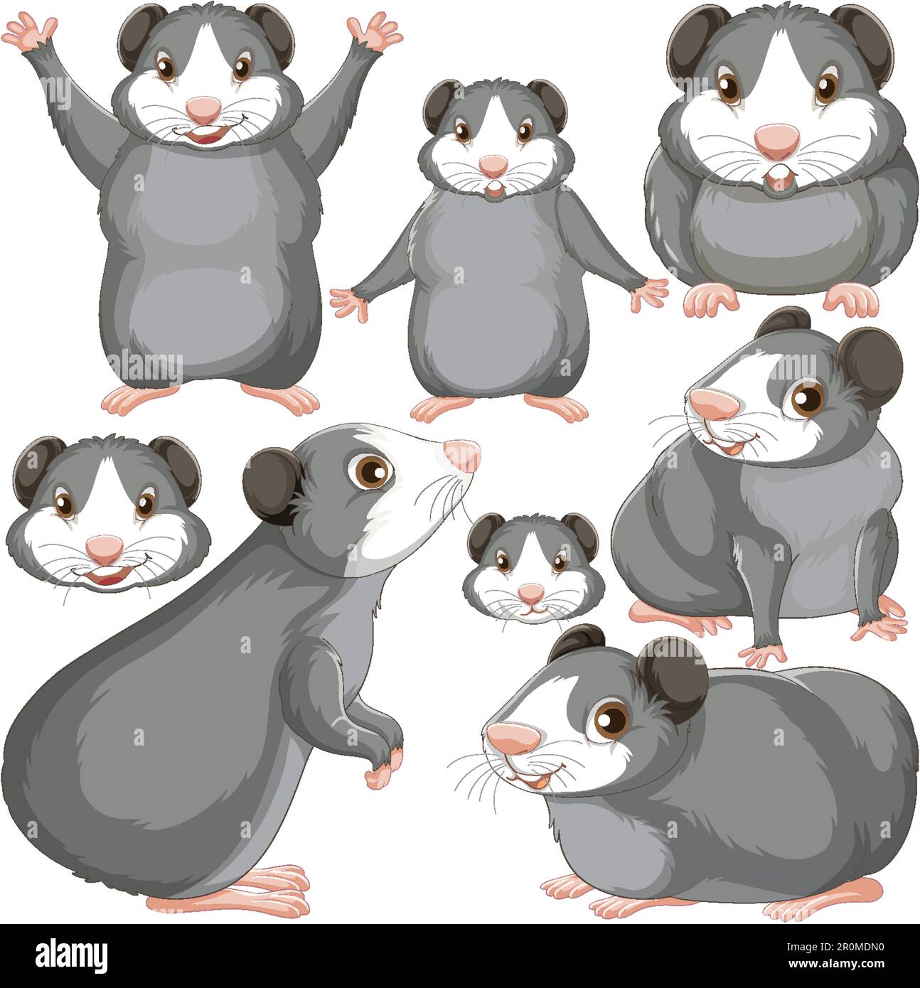 Set of guinea pig cartoon character with head and facial expression ...