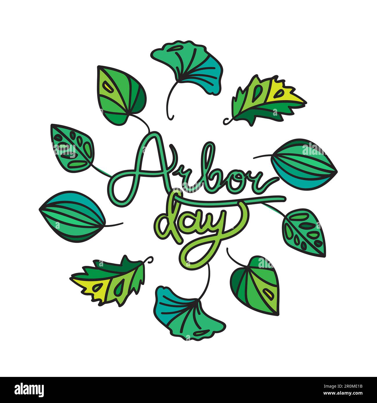 Save Our Planet Concept. Arbor Day Greeting for sticker, banner and ...