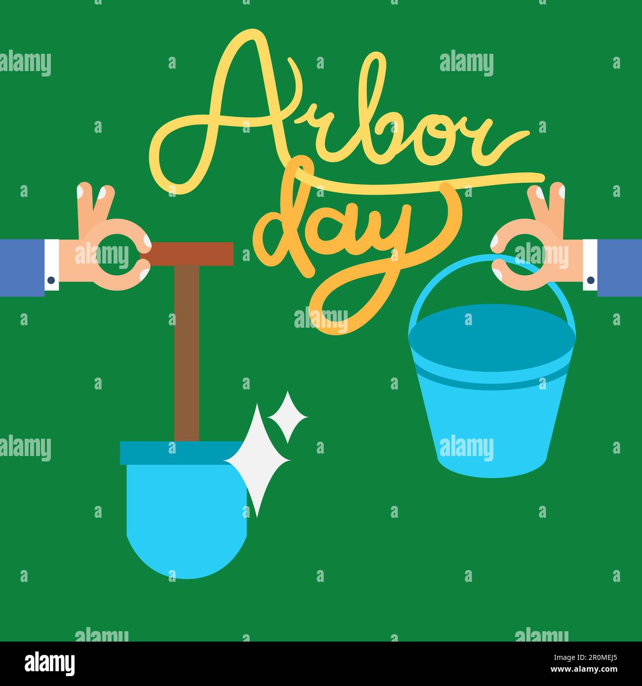 Save Our Planet Concept with shovel, bucket and hand. Arbor Day ...