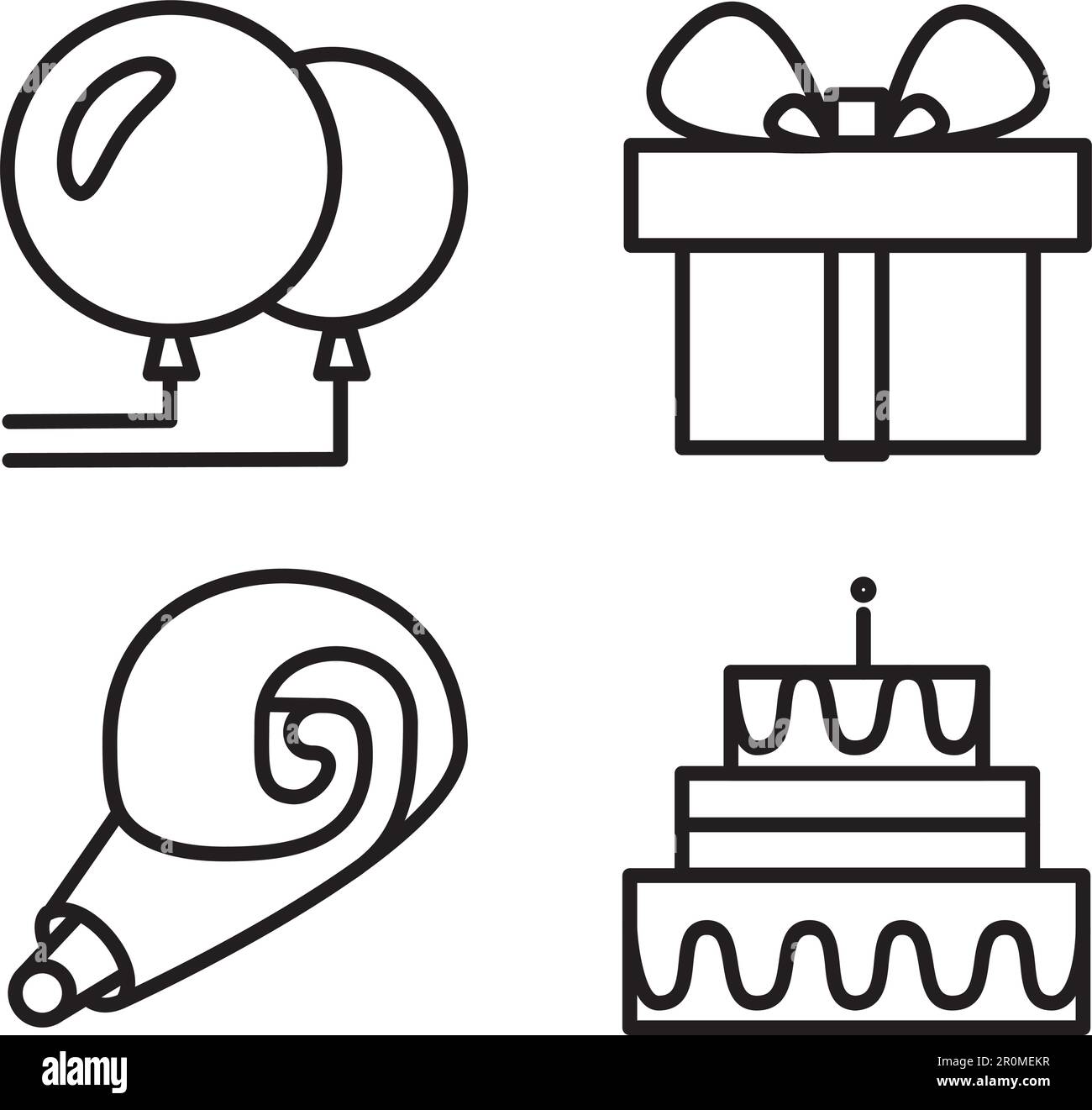 Happy Birthday Icons. Celebration Greeting Symbols. Vector Stock Vector ...