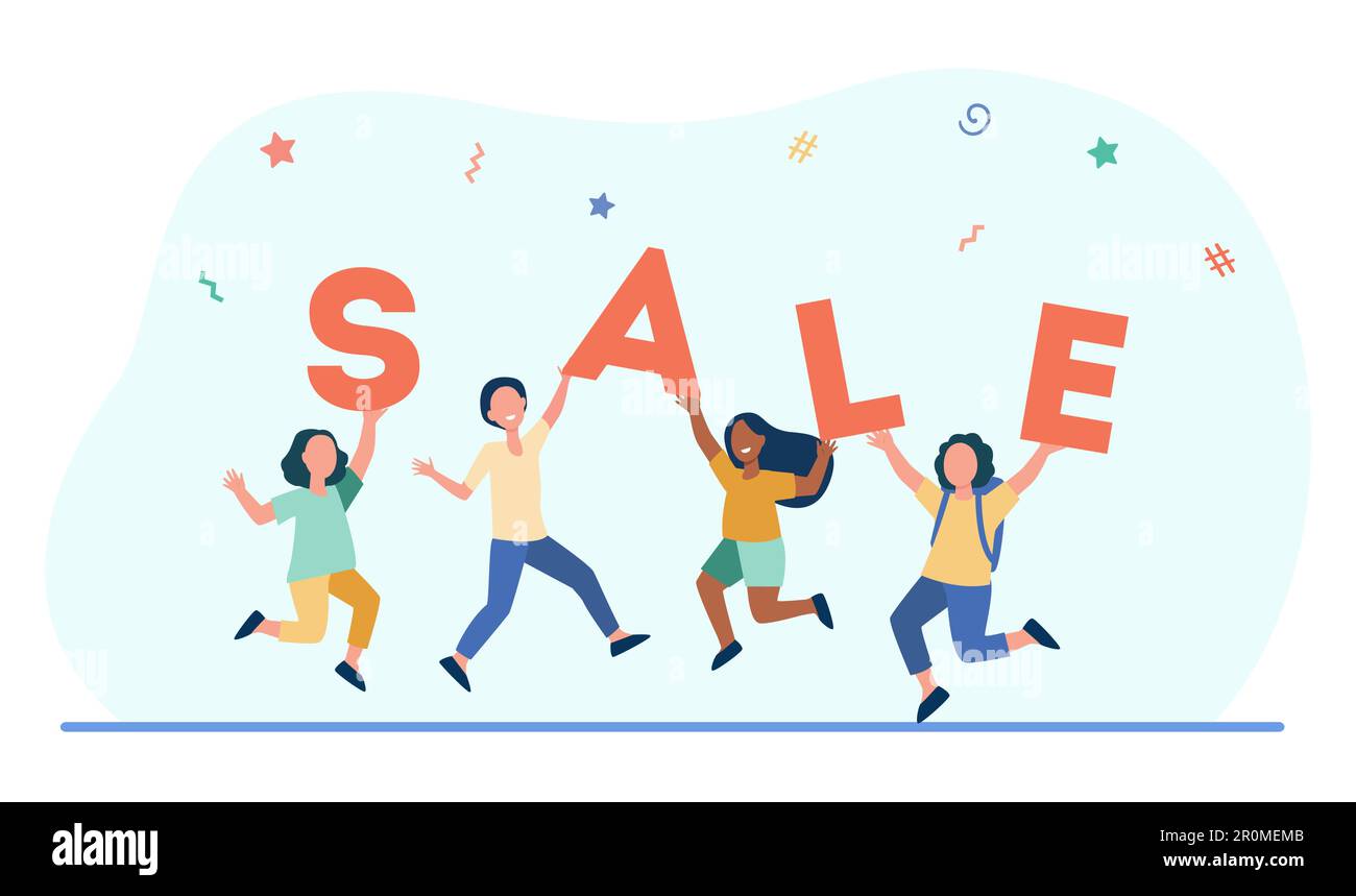 Happy children celebrating sale Stock Vector Image & Art - Alamy