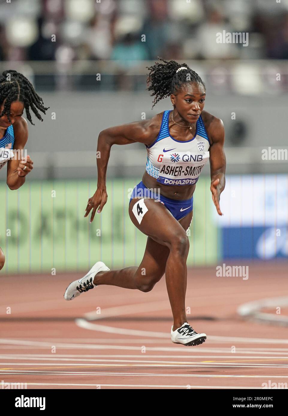Dina Asher-Smith running the 100m at the 2019 World Athletics ... Dina Asher-Smith running the 100m at the 2019 World Athletics ...