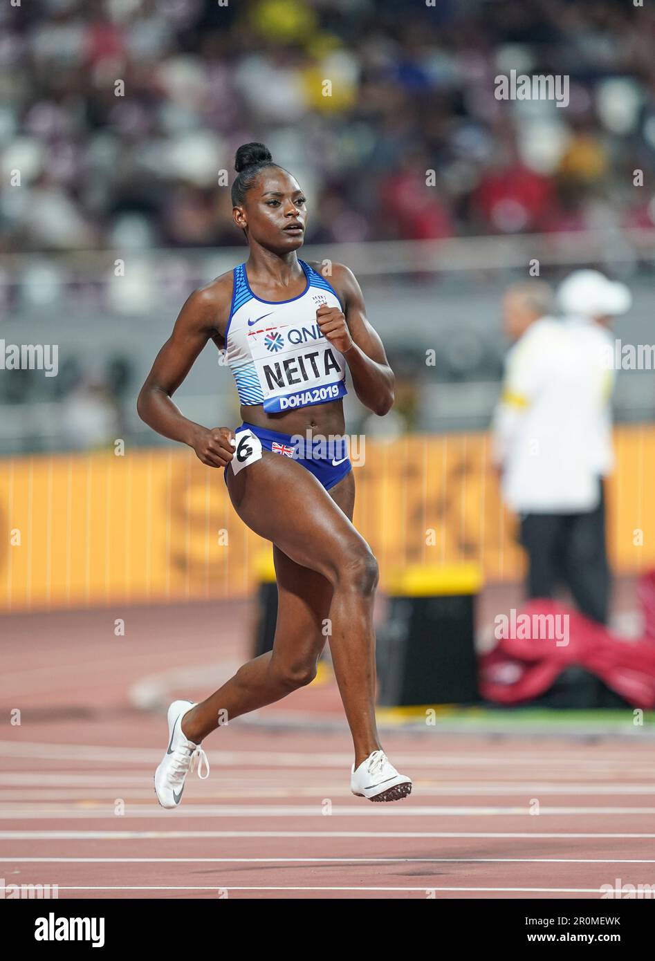 Daryll Neita running the 100m at the 2019 World Athletics Championships ...