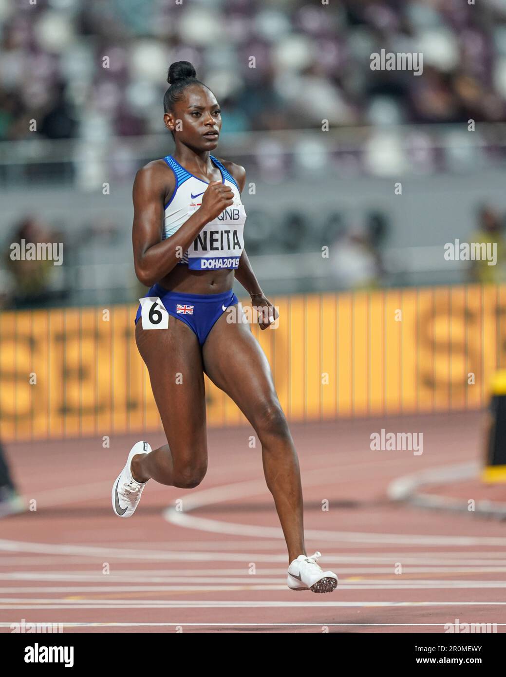Daryll Neita running the 100m at the 2019 World Athletics Championships ...