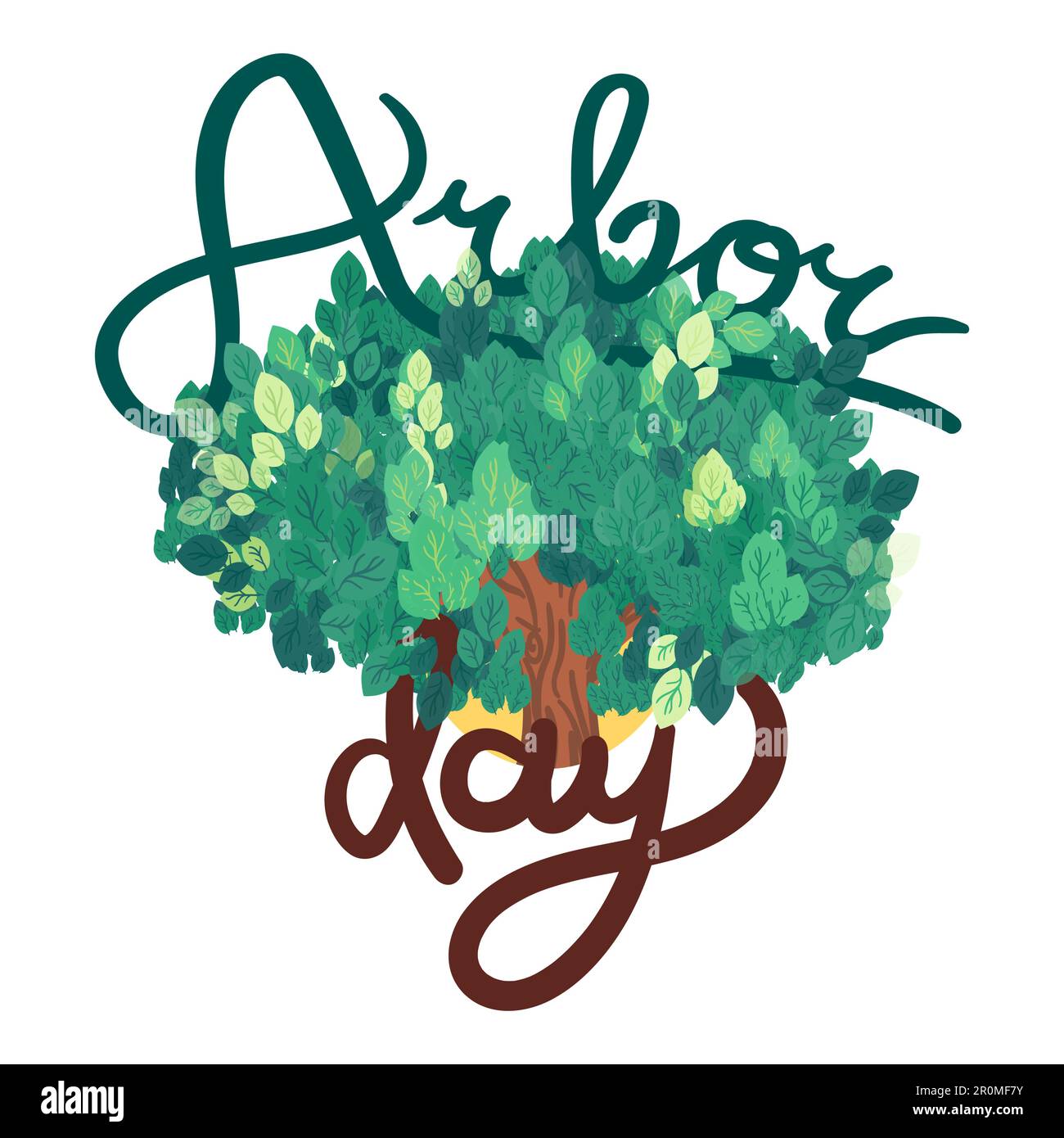 Save Our Planet Concept With Tree. Arbor Day Greeting for sticker ...