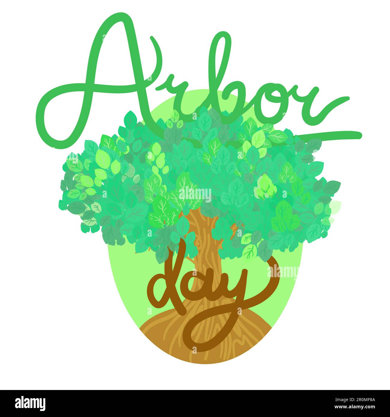 Save Our Planet Concept With Tree. Arbor Day Greeting for sticker ...