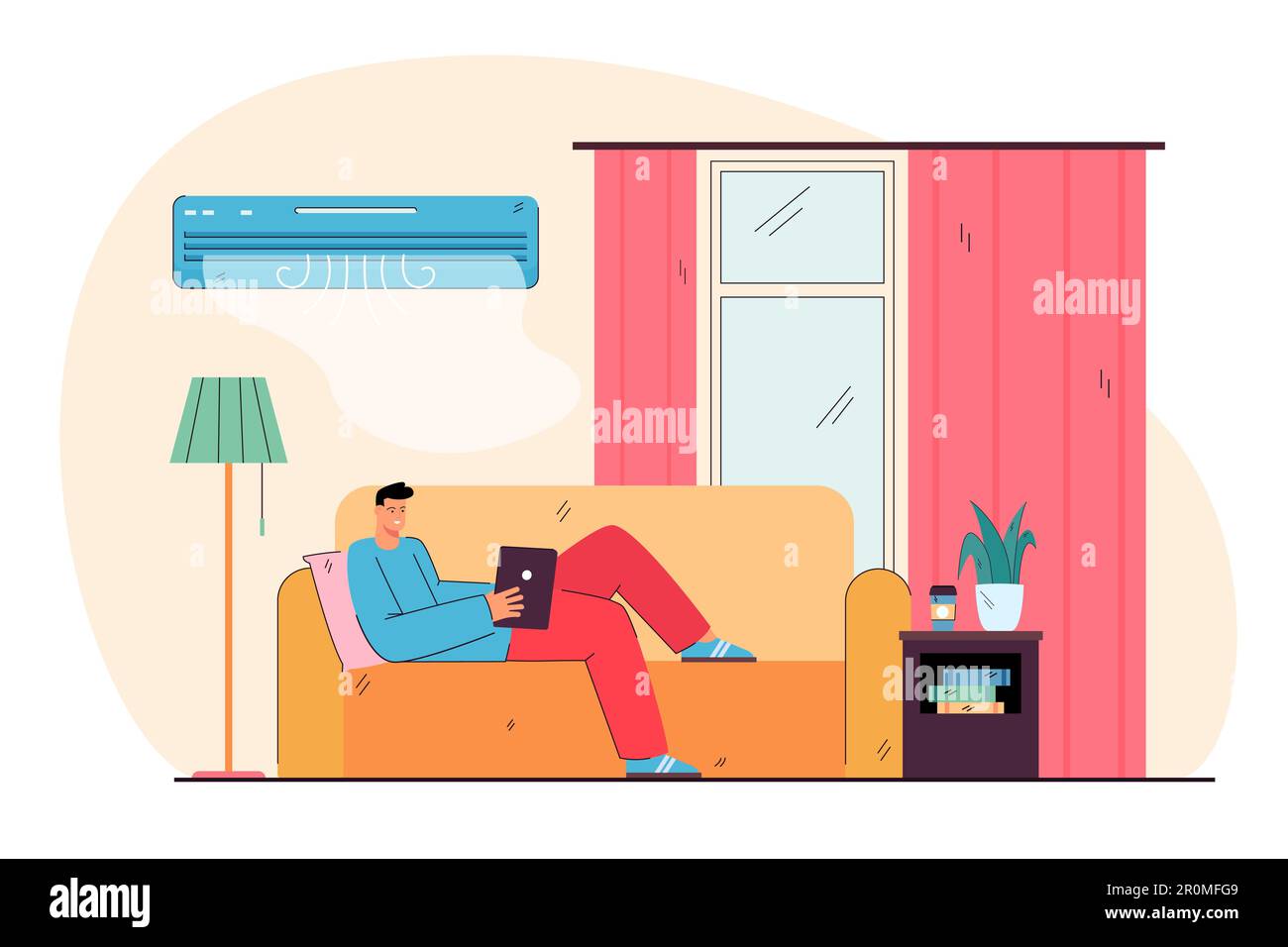Happy man on couch Stock Vector Images - Alamy