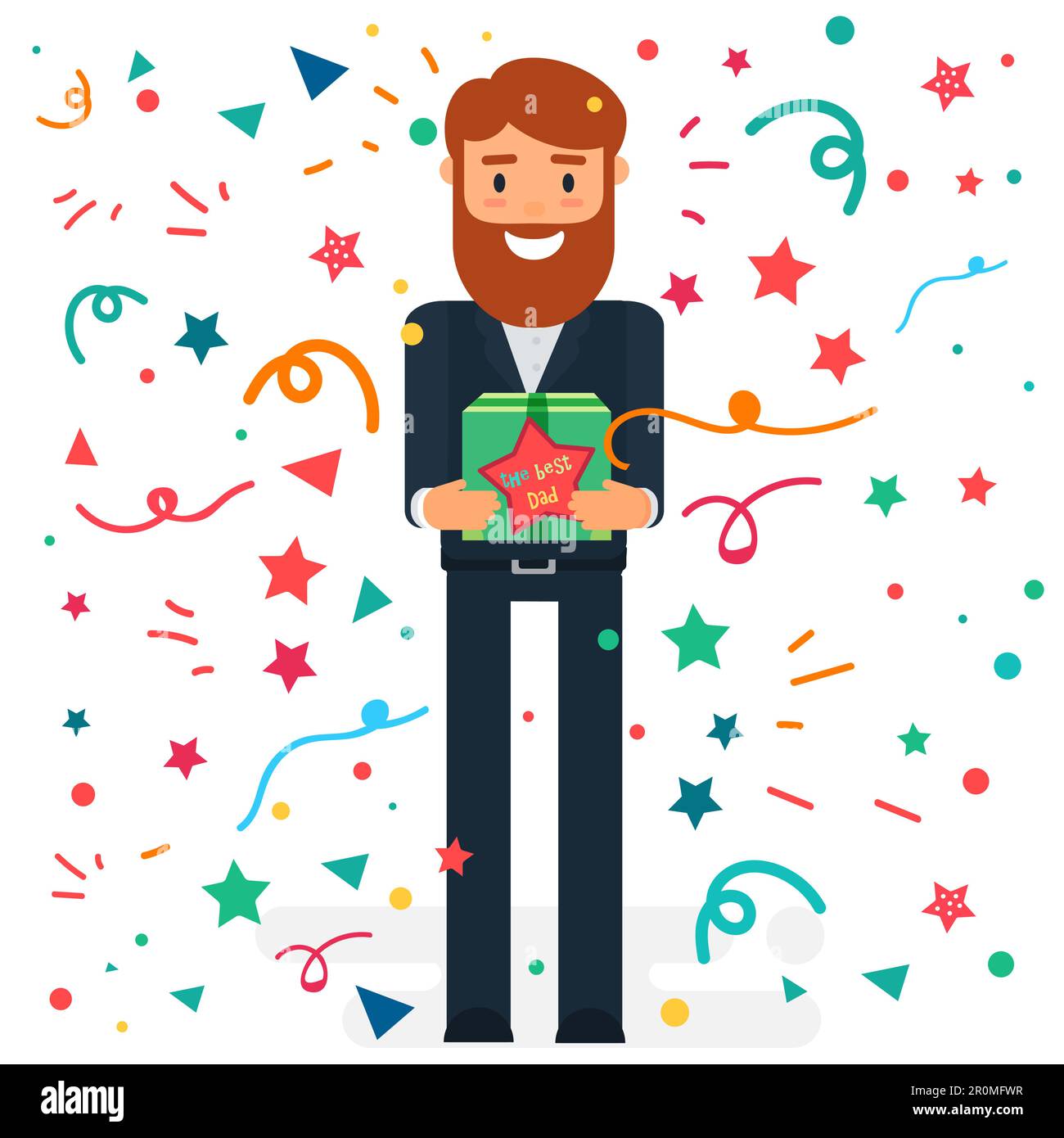 Happy Fathers Day concept with happy father. Vector Stock Vector Image ...